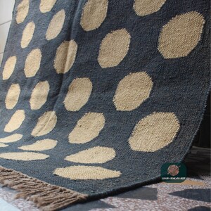 Rug - Navy Blue Wool & Jute | Moon Polka Dot Rug | Modern Living Room ...