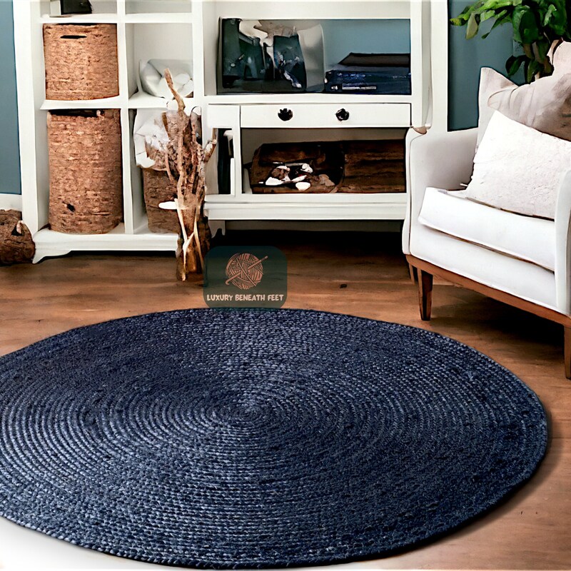 Blue Round Rug - Etsy
