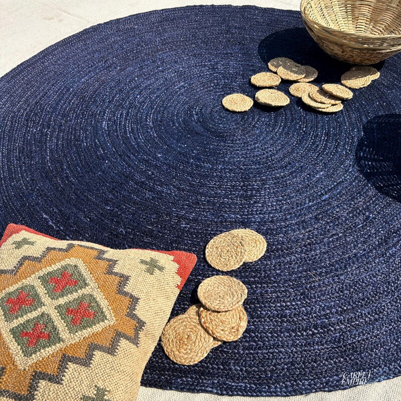 Blue Round Rug - Etsy
