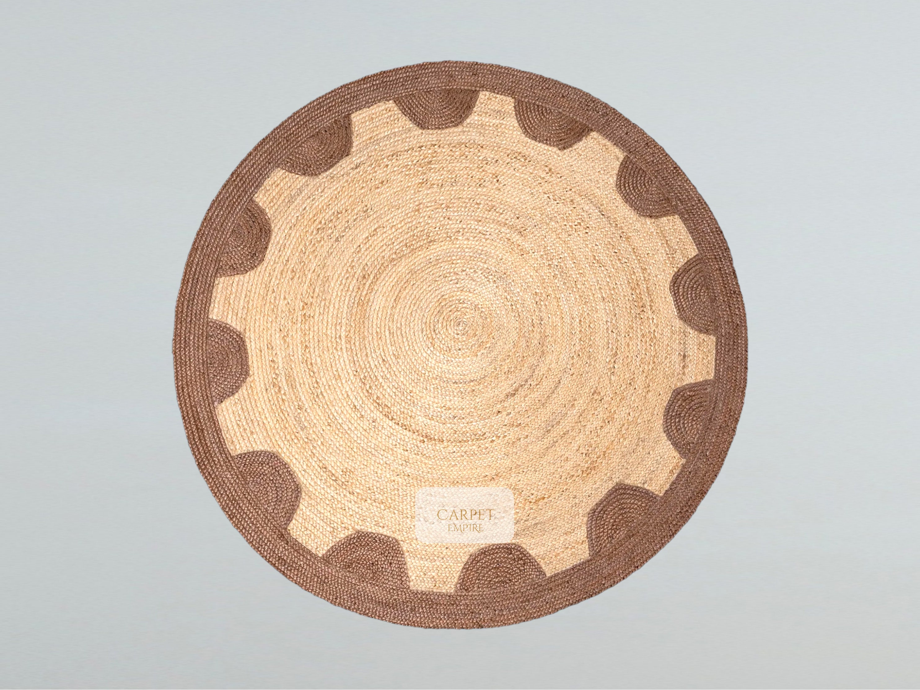 Round Jute Rug , Army Green Color Border , Chakra Rug , Circle Jute Rug ...