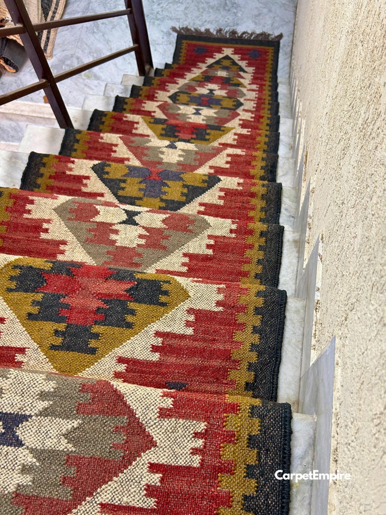 L Shape Stair Runner: Handwoven Kilim Custom • T Shape Hallway ...
