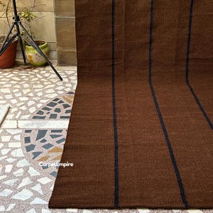Striped Brown Rug, Handmade Pure Wool Rug , Scandinavian Modern Boho ...