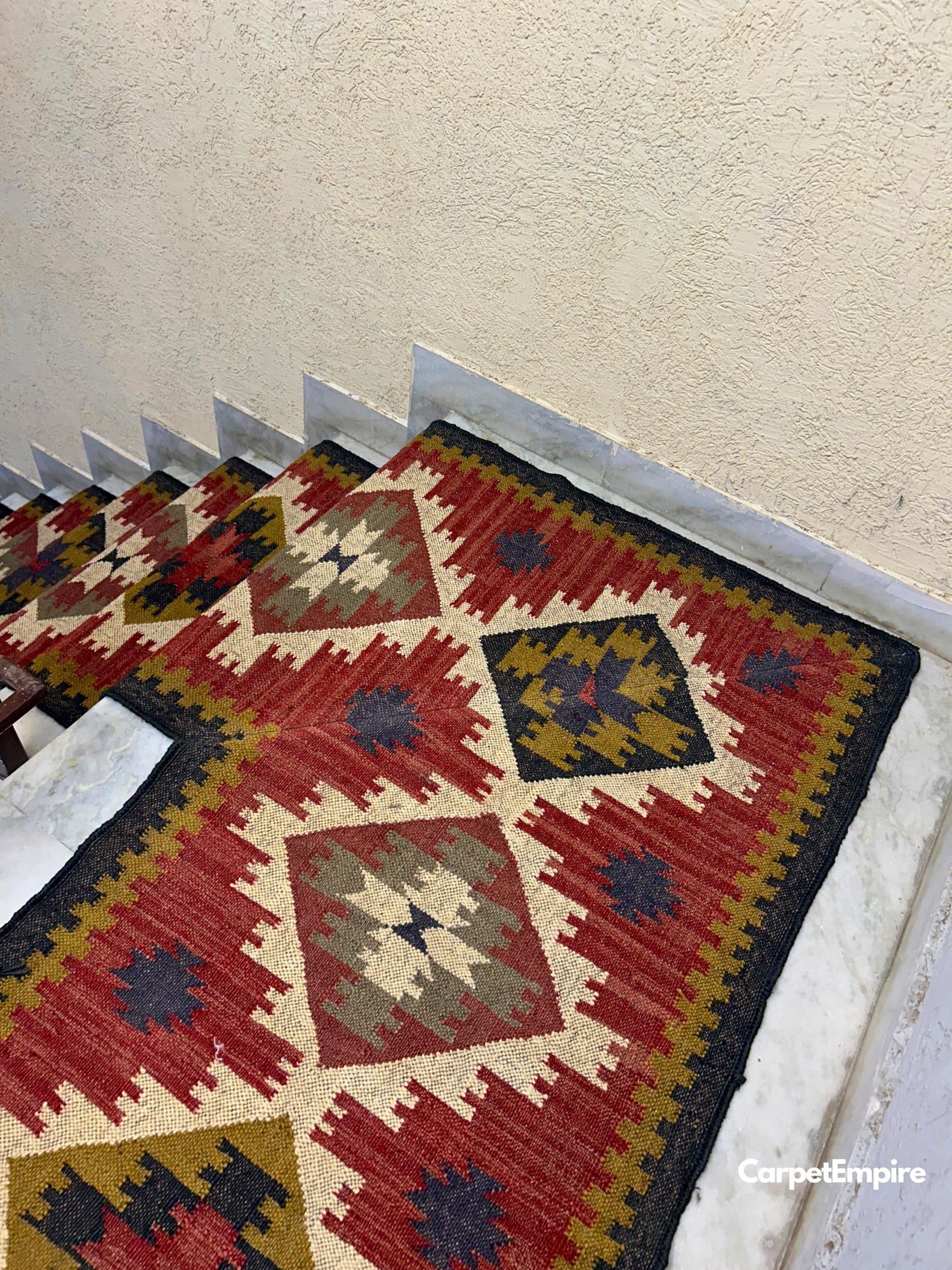 L Shape Stair Runner: Handwoven Kilim Custom • T Shape Hallway ...