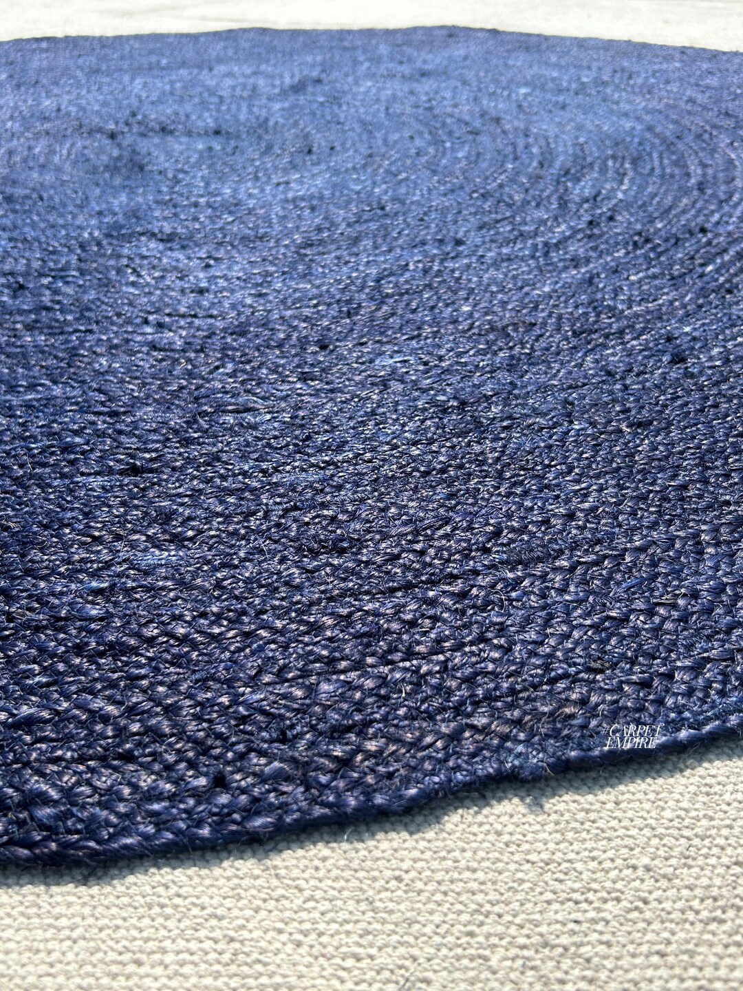 Blue Round Rug - Navy Blue Jute Circle Rug - Blue Round Area Rug - Boho ...