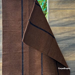 Striped Brown Rug, Handmade Pure Wool Rug , Scandinavian Modern Boho ...