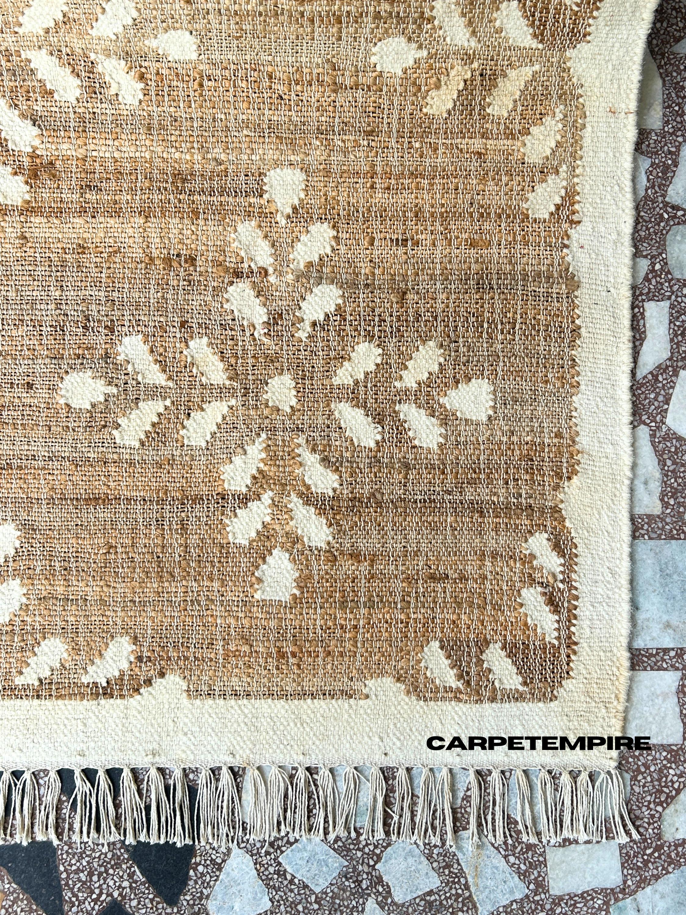 Floral Jute Kilim Rug : Handwoven Indian Oriental Design - Rustic ...