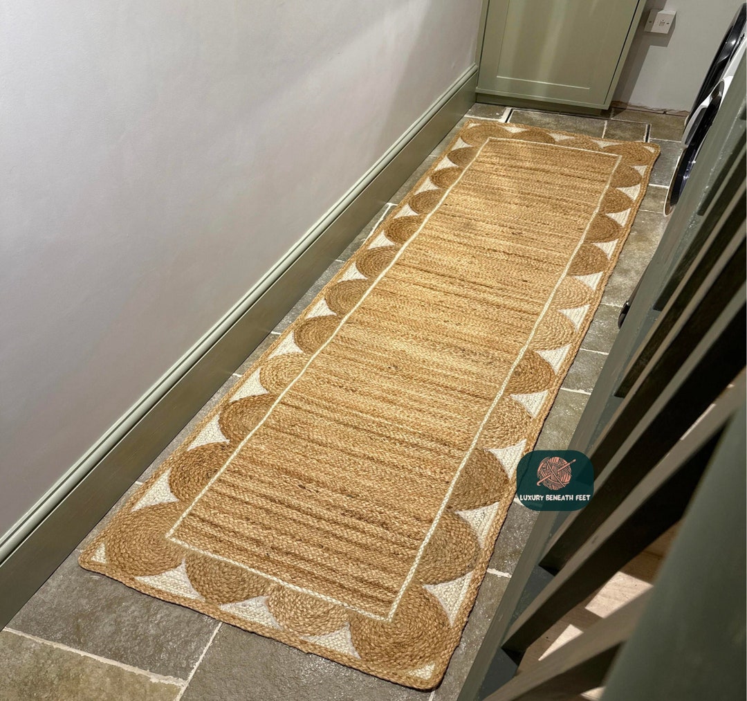 Jute Scallop Runner , Bohemian Scalloped Rug, Natural Jute Rug ...