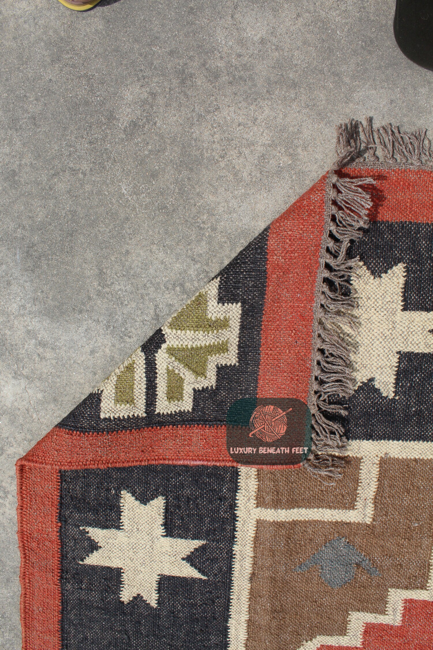 Wool and Jute Rug, Natural & Handmade Kilim Dhurrie Rug, Traditional ...