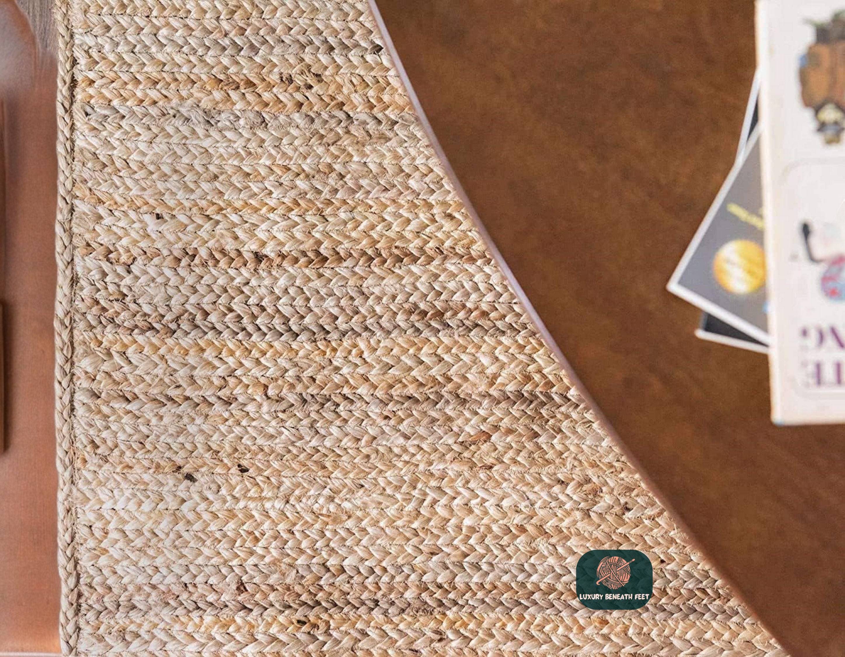 Natural Jute Rug, High Traffic Area Rug, Handwoven Natural Fiber Beige ...