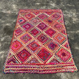 Boho Chic Hippie Rug - Handbraided Multicolor Jute Cotton Chindi Rug ...