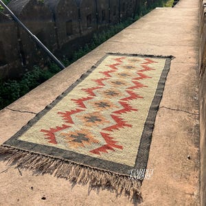 Handmade Kilim Stair Runner Neutral Turkish Vintage Aztec Motif ...