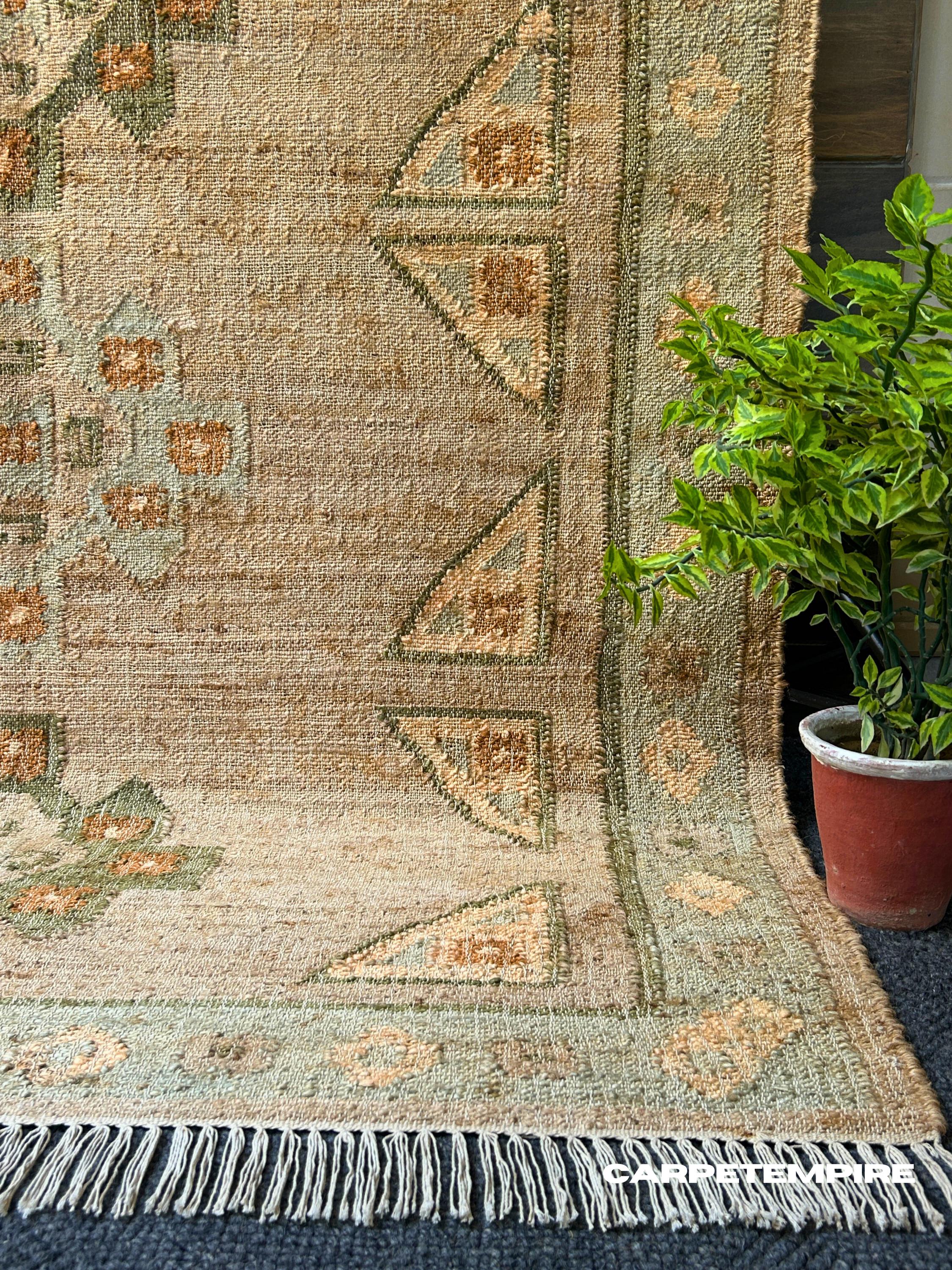 Muted Kilim Rug: Handwoven Neutral Jute Area Rug - Rustic Farmhouse ...