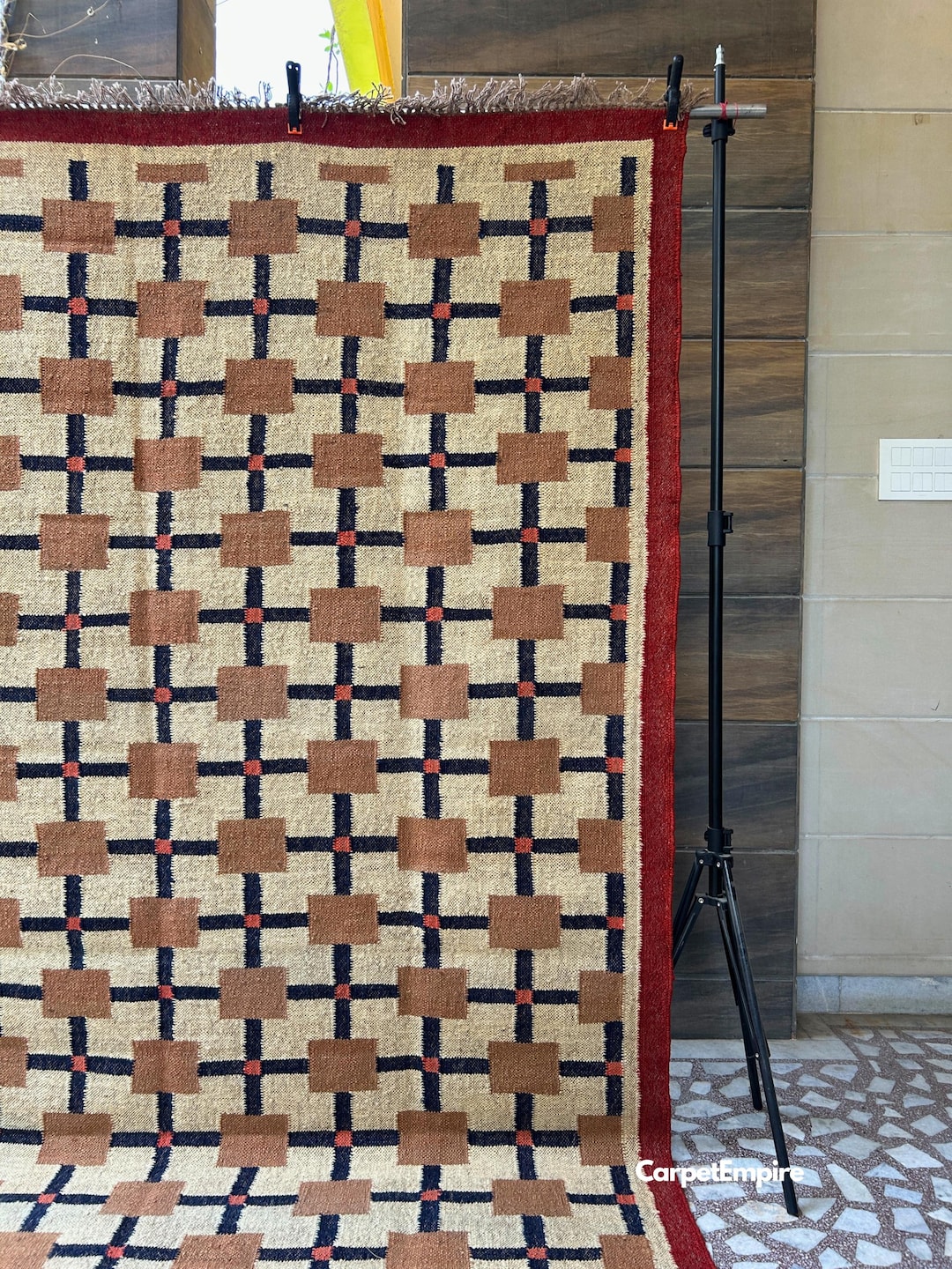 Geometric Wool Jute Traditional Rug - Handmade Vintage Rug, Navajo ...