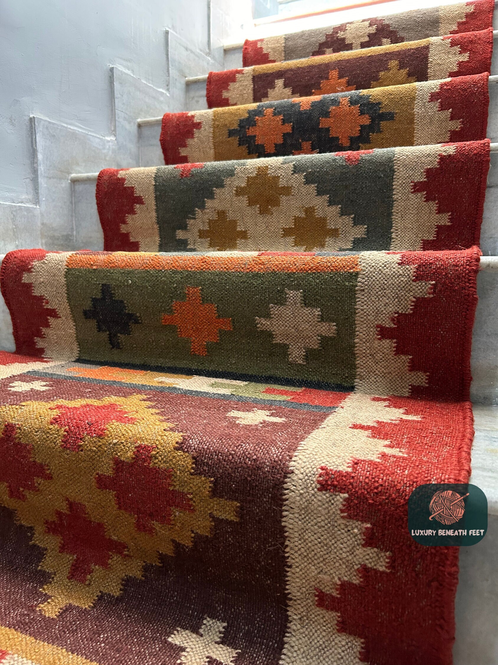 Southwestern Kilim Handmade Stair Runner Vintage Aztec Nordic Style ...