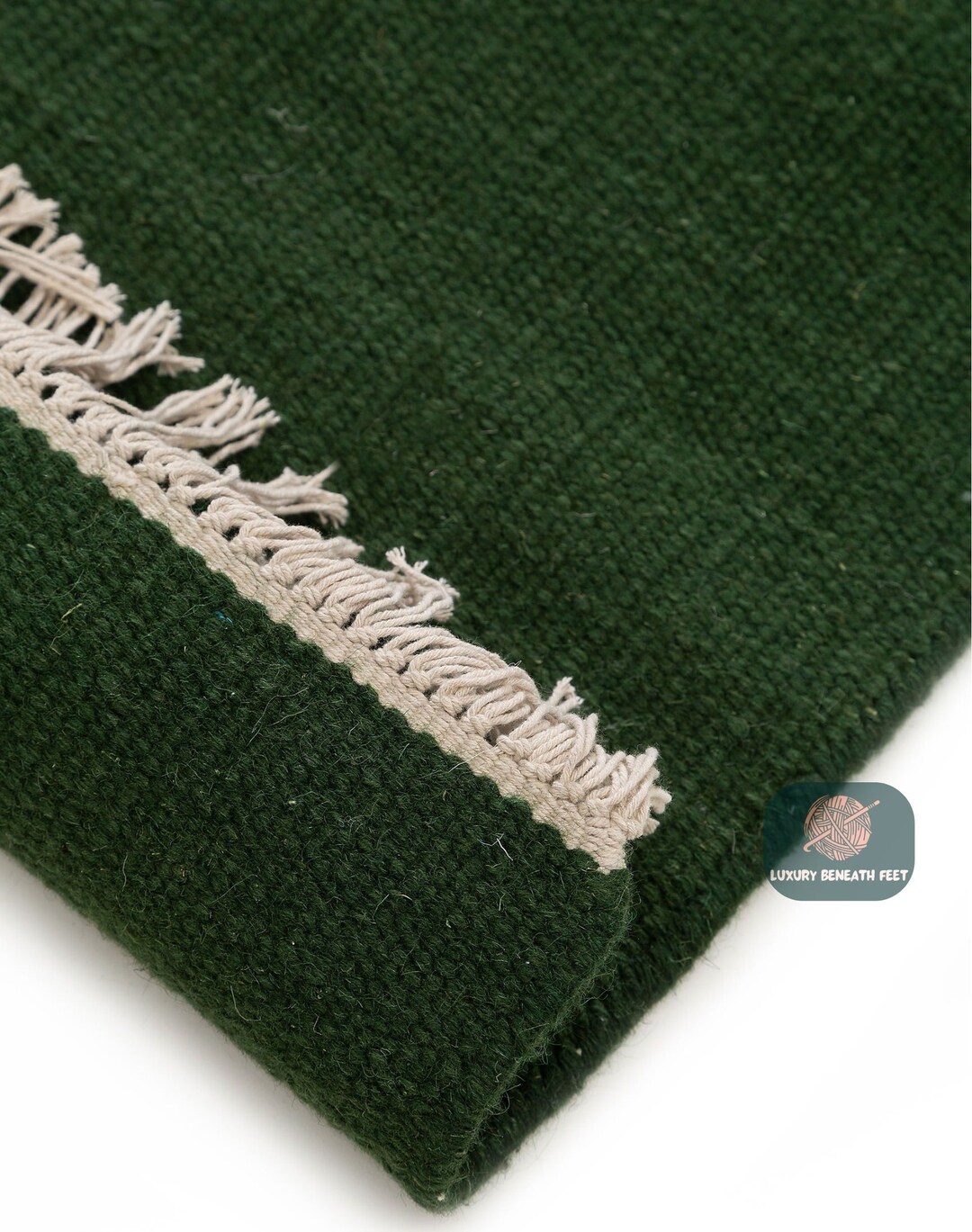 Green Wool Runner Rug - Made of 100% Sheep's Wool - Summer Collection ...