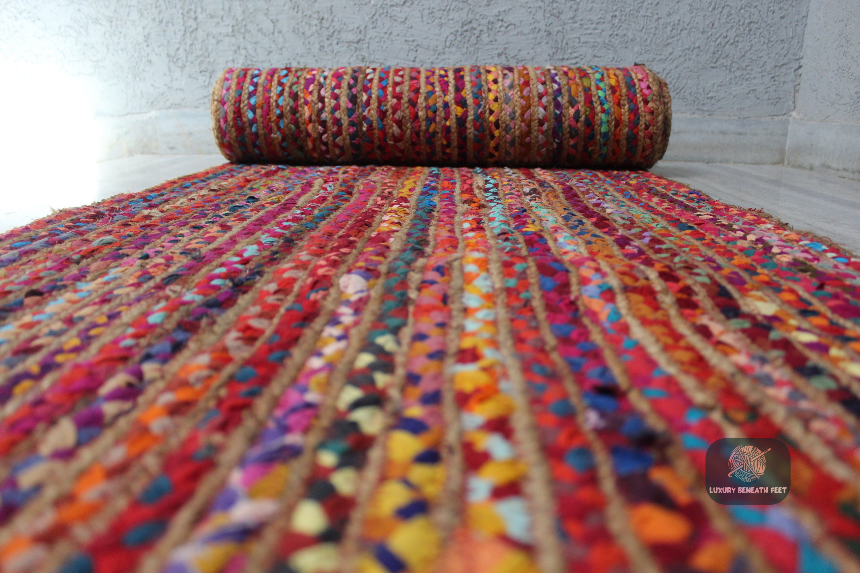 Colorful Boho Runner, Cotton Jute Multicolor Runner, Stairway/hallway ...