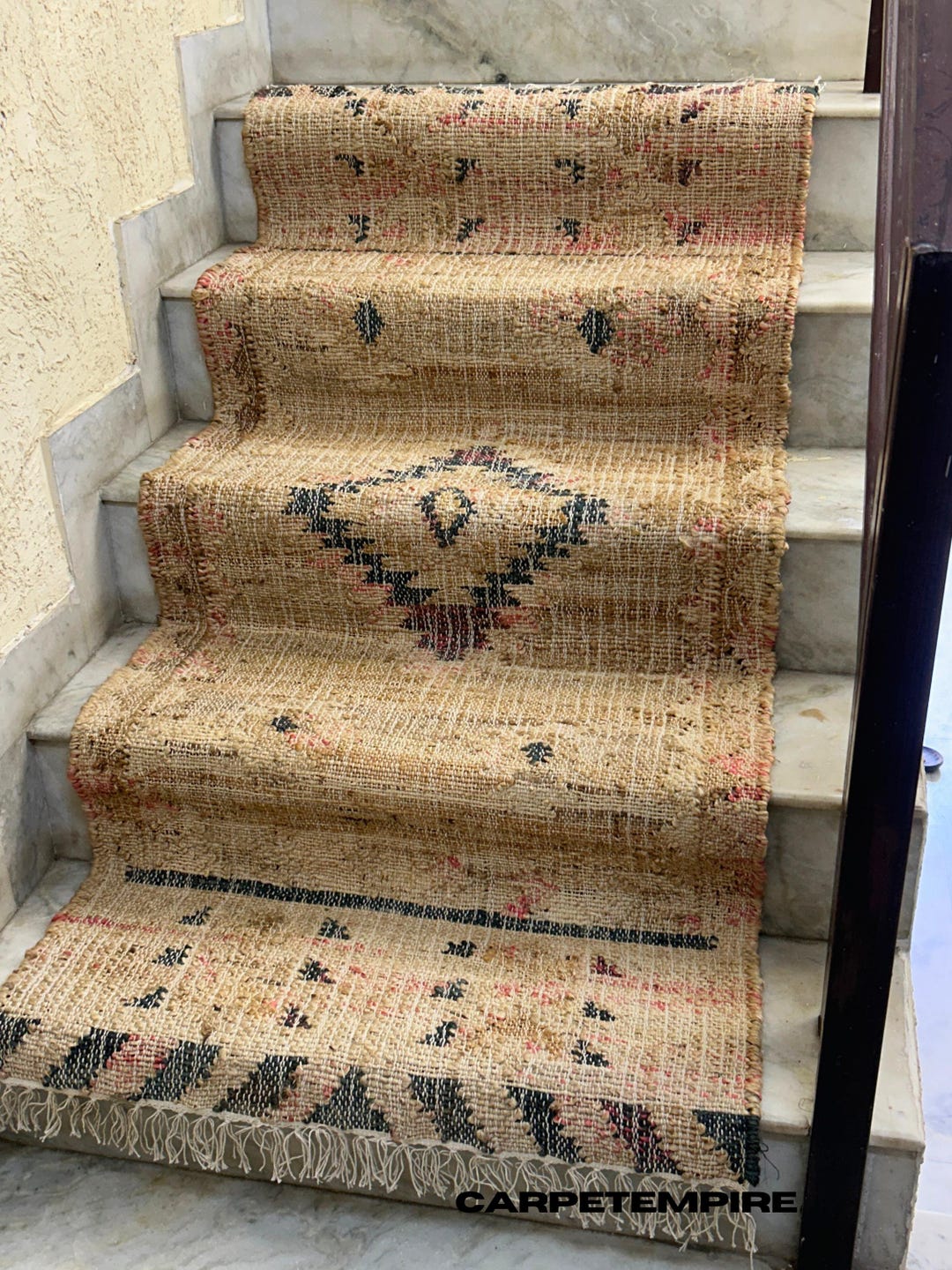 Neutral Jute Runner: Handwoven Farmhouse Kilim Jute Runner - Moroccan ...
