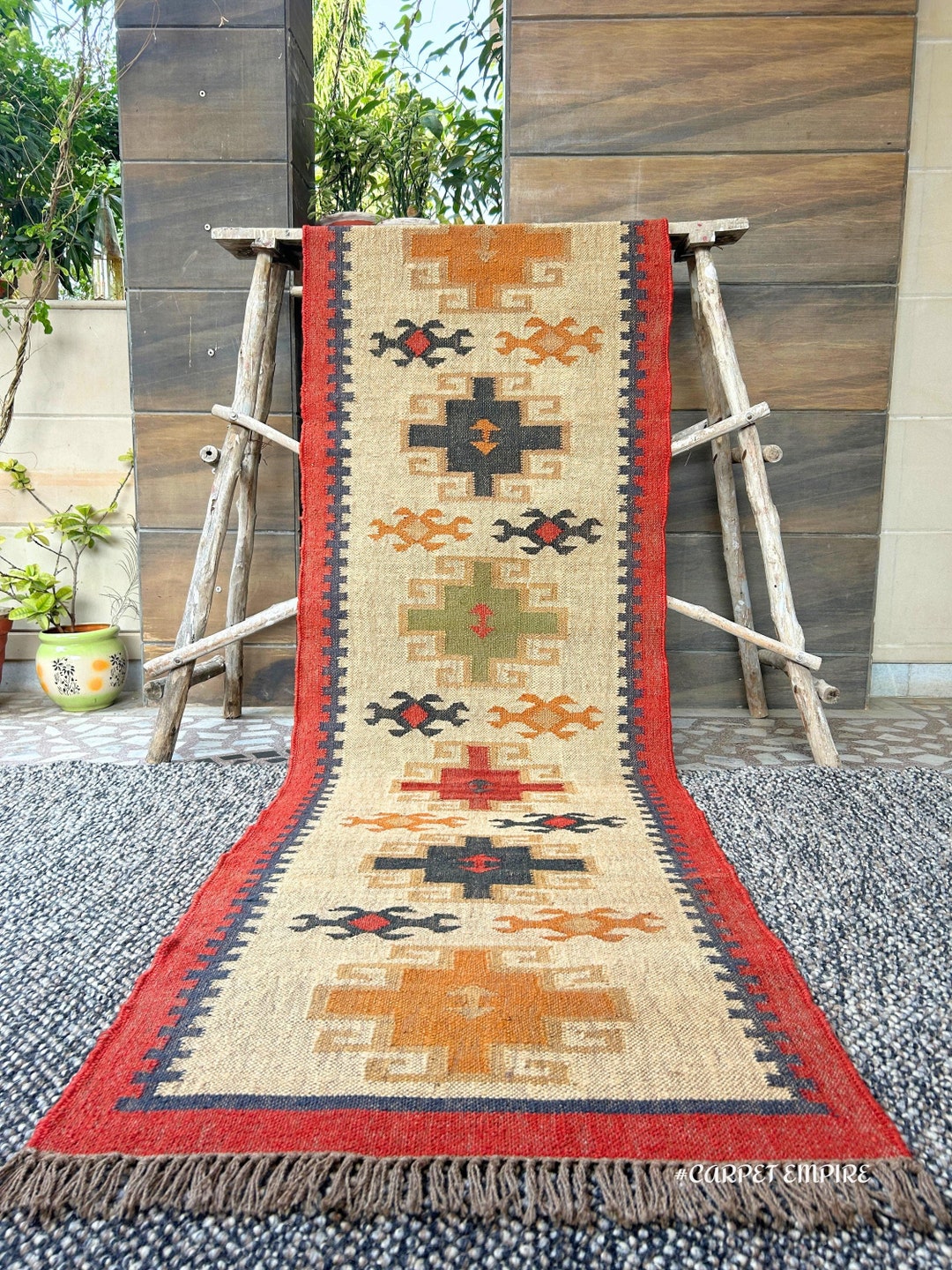 Southwestern Kilim Handmade Stair Runner | Red Vintage Aztec Nordic ...