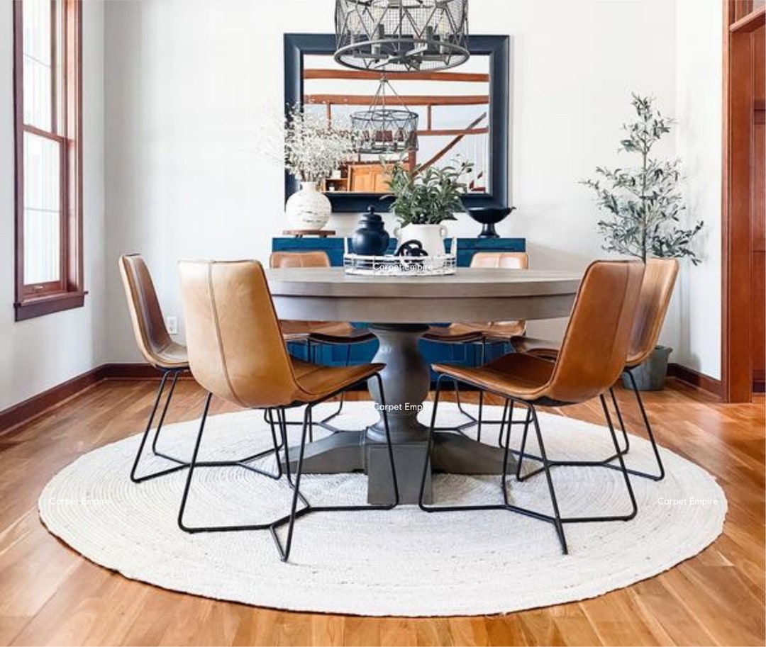 Handwoven White Jute Round Rug , Dining Table Rug , White Rug , Natural ...