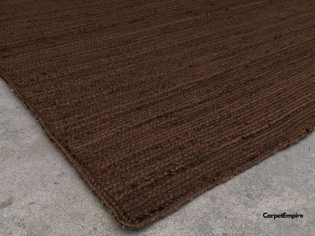Earthy Brown Jute Rug, Natural Hand Braided Scandinavian Jute Area Rug ...