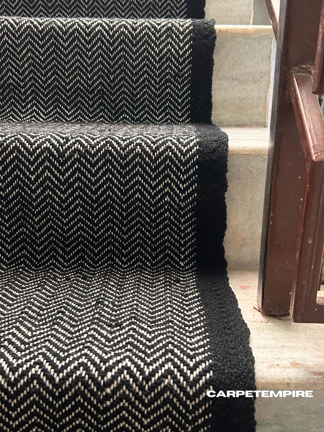 Herringbone Runner : 100 % Natural Wool • Handloomed Modern Staircase ...