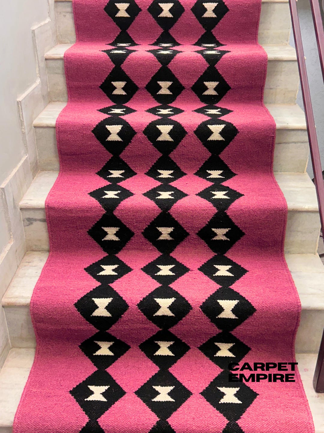 Hot Pink Stair Runner : 100% Soft Natural Wool • Handmade Boho Kilim ...