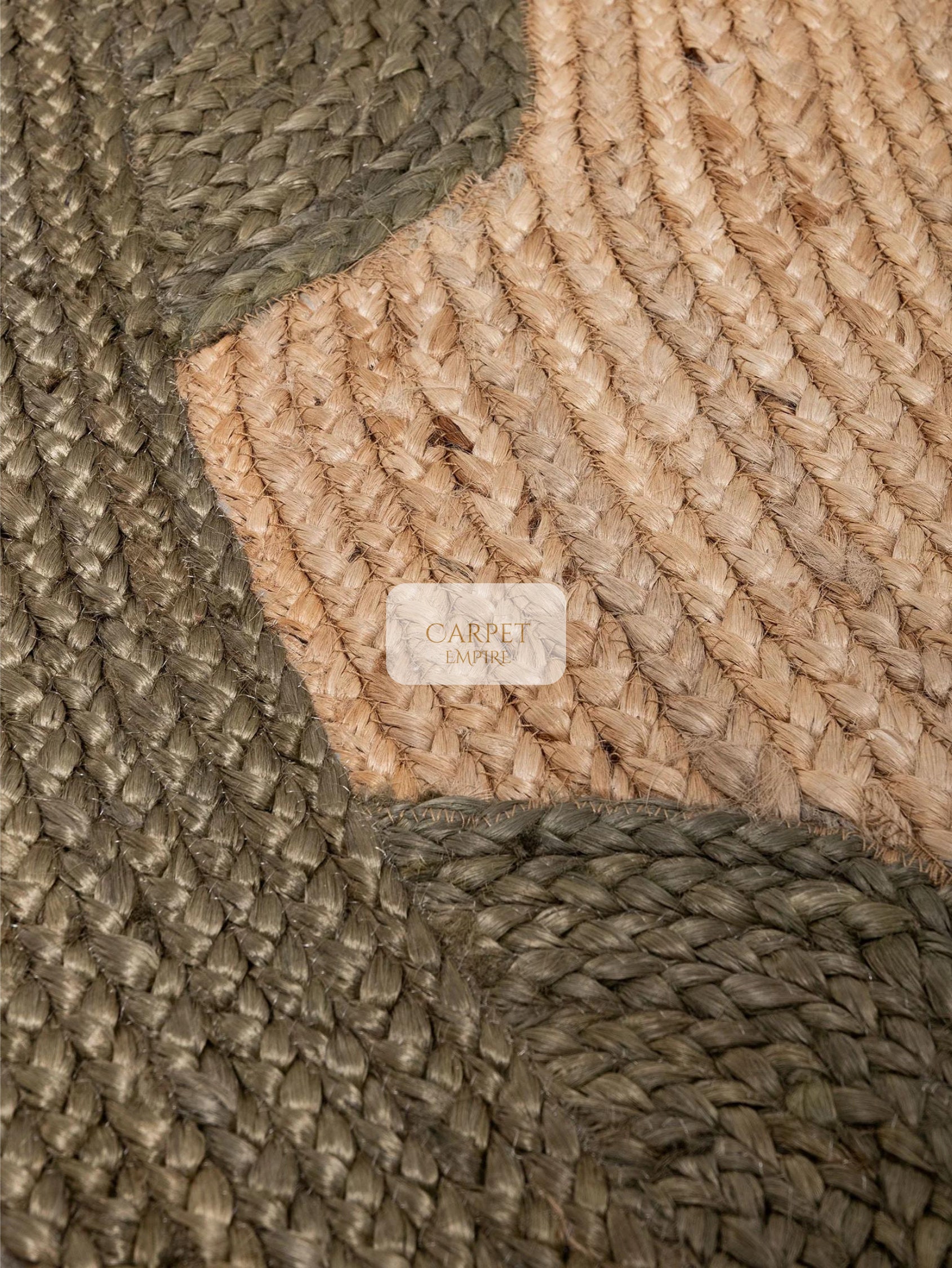 Round Jute Rug , Army Green Color Border , Chakra Rug , Circle Jute Rug ...