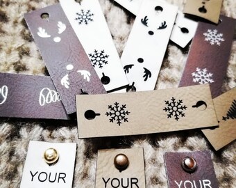 Leather Tags With Snowflake Winter Knitting Logo Labels for - Etsy