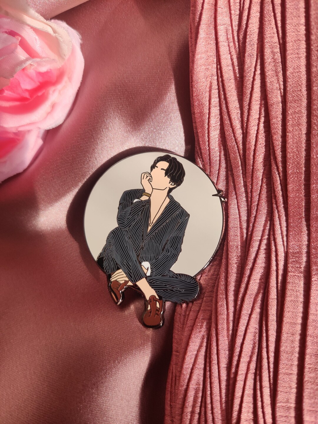 BTS V Taehyung Vogue Korea Cover Hard Enamel Pin Tae - Etsy