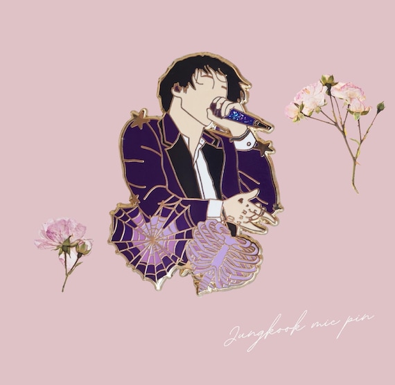 BTS Jungkook JK Hard Enamel Pin Badge Metal Purple Gold Mic - Etsy UK