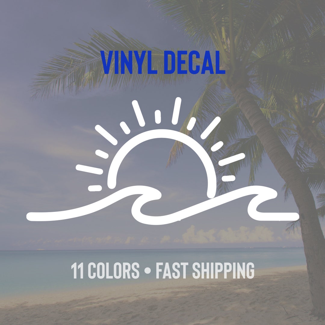 Wave Sun Summer Vibe Vinyl Decal Vinyl Sticker, Wave Decal, Ocean Decal ...