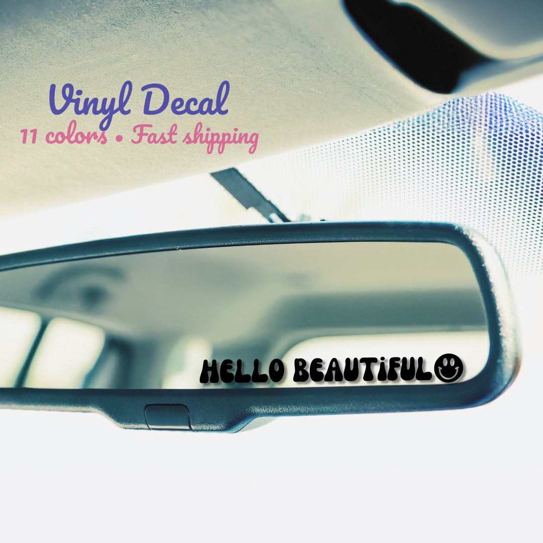 Hello Beautiful Smiley Face Car Mirror Decal Glam up Your Car With ...