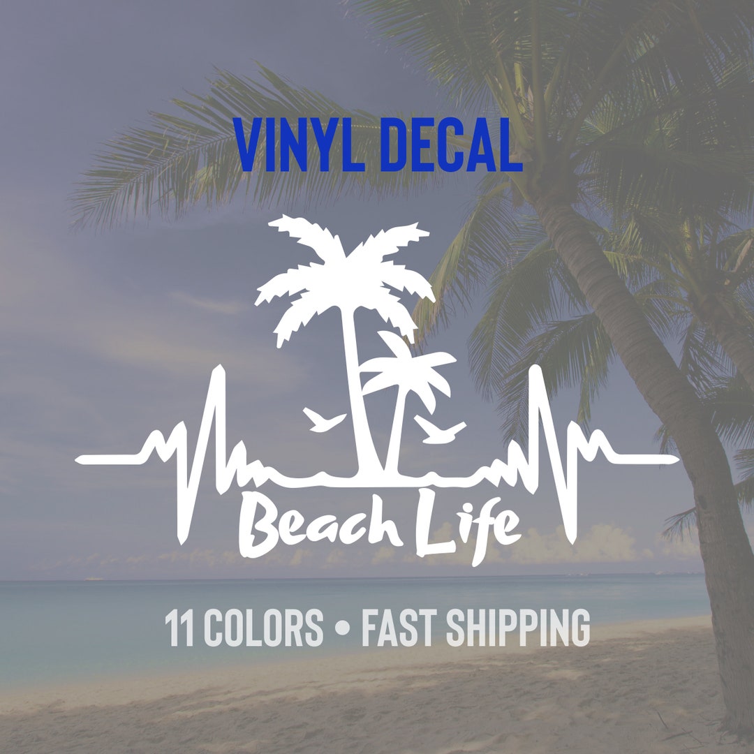 Beach Life Palm Tree Vinyl Decal Upgrade Your Car With Beach-themed ...