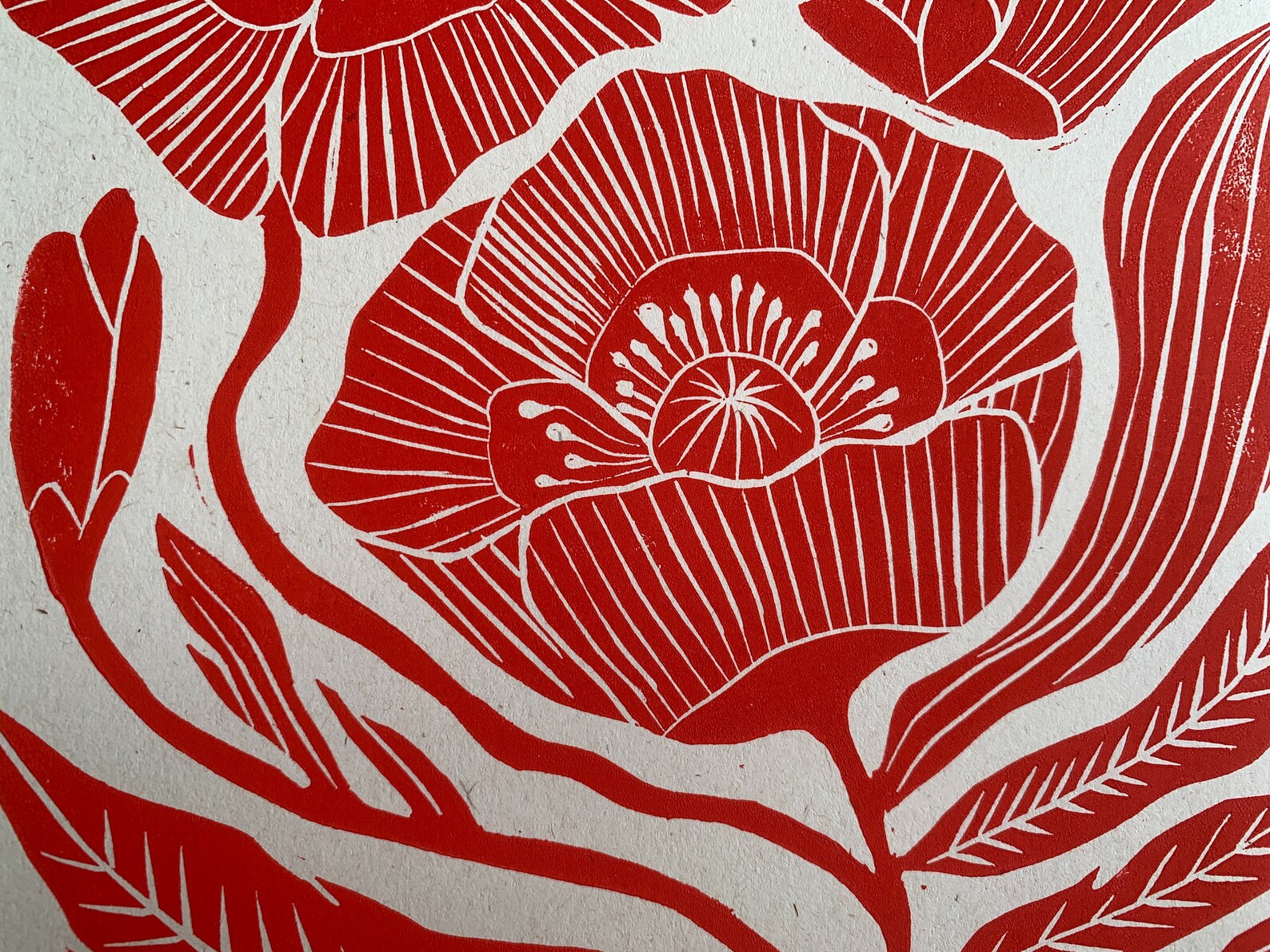 Poppy Flowers Linocut Print | Etsy
