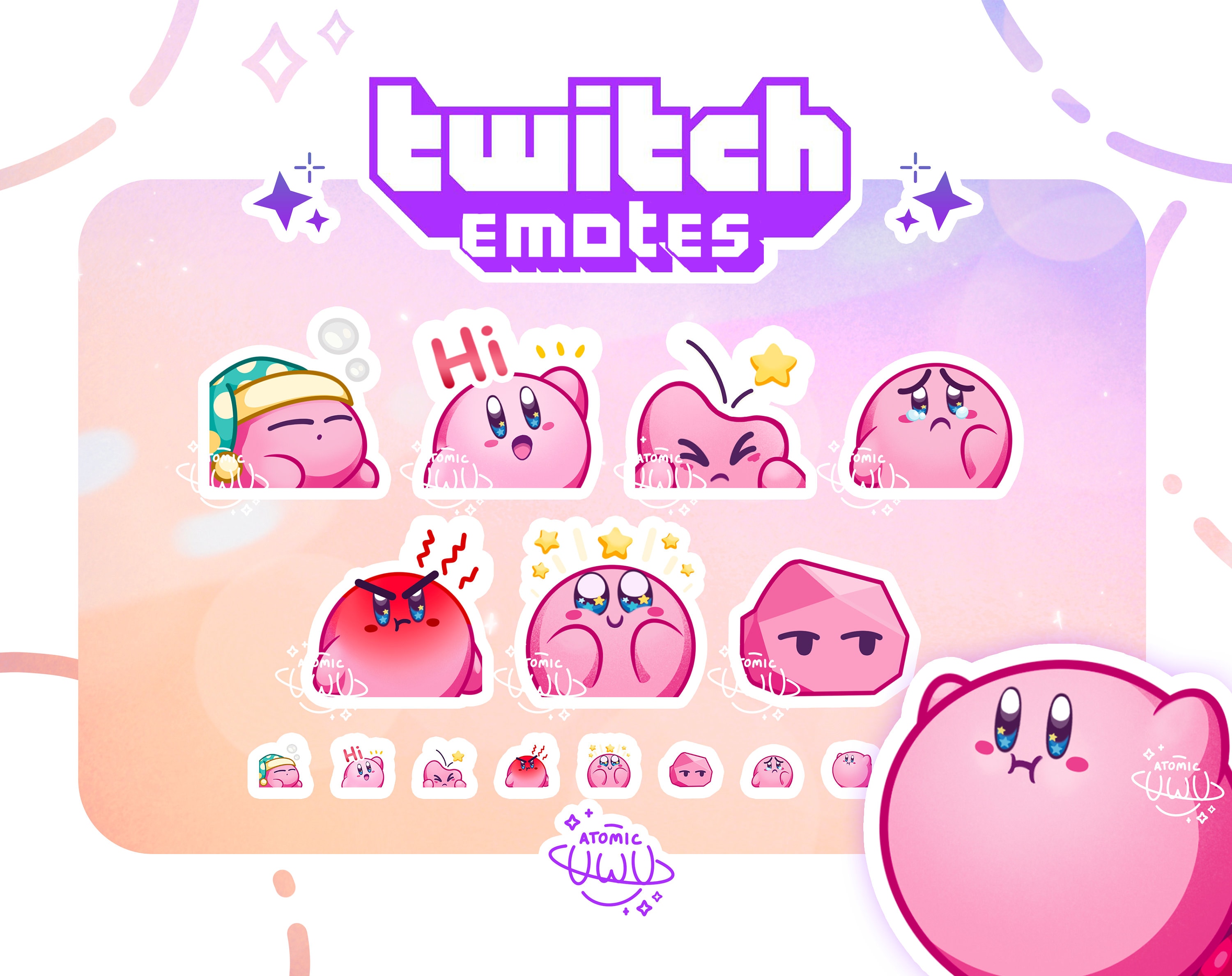 Kirby Twitch & Discord Emote Bundle - Etsy 日本