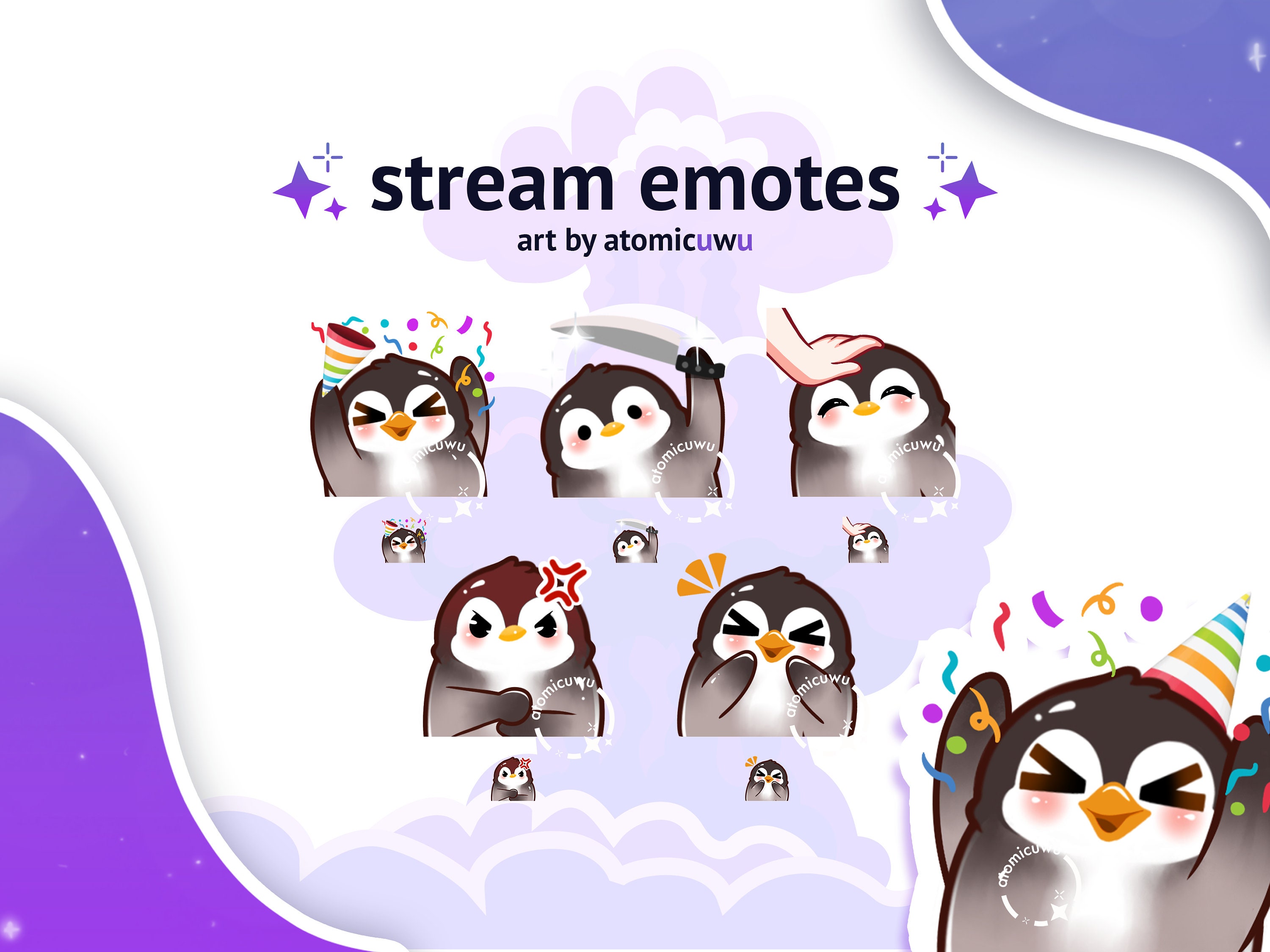Penguin Twitch & Discord Emotes Pack 2 | Etsy