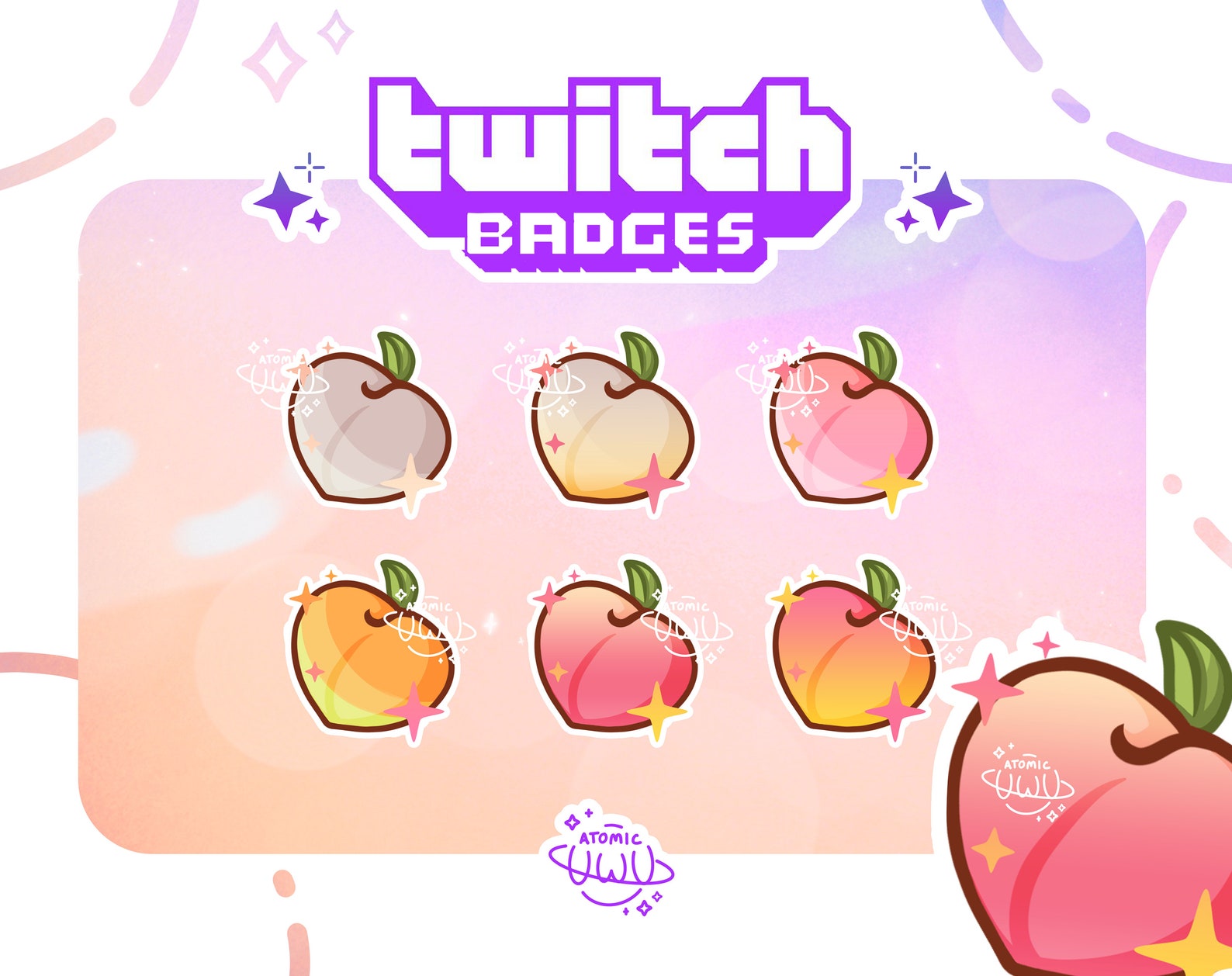 Peach Twitch Badges & Discord Emotes - Etsy