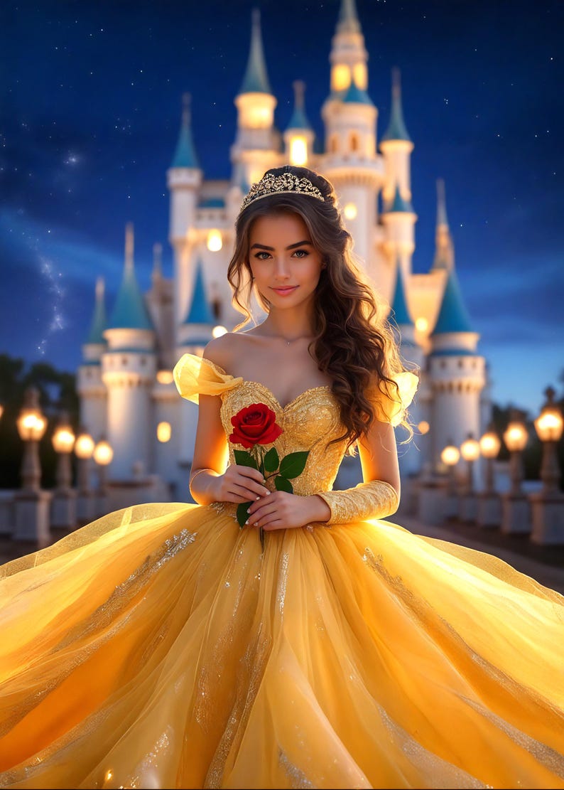 Personalized Belle Princess Portrait, Custom Photo to Princess Artwork ...