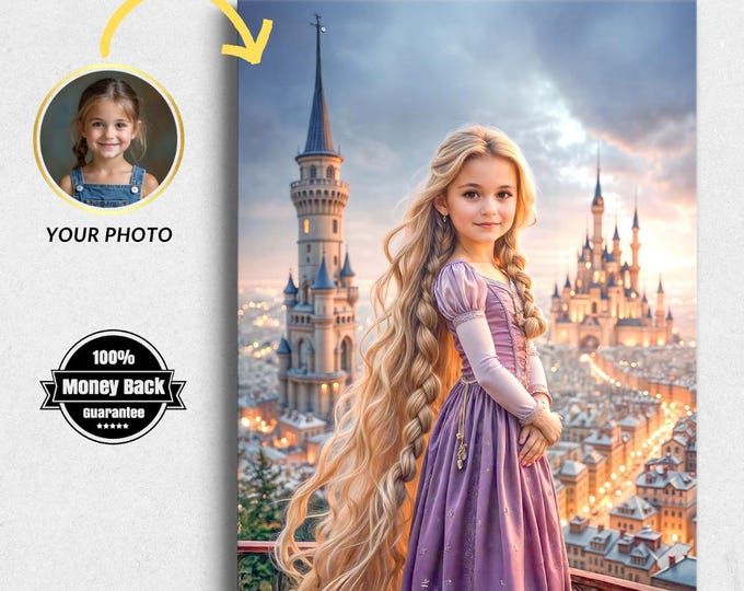 Personalized Belle Princess Portrait, Custom Photo to Princess Artwork ...