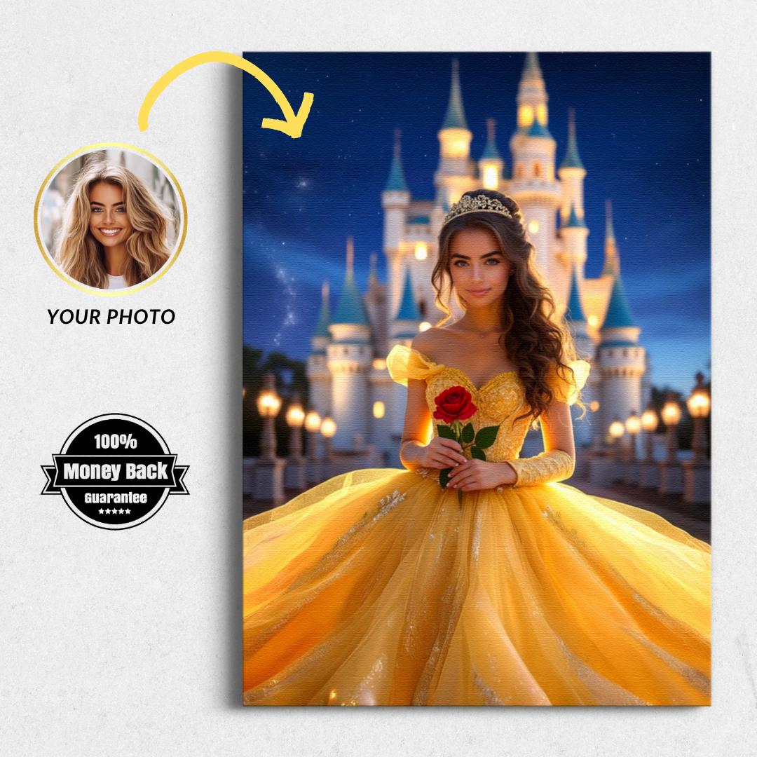 Personalized Belle Princess Portrait, Custom Photo to Princess Artwork ...