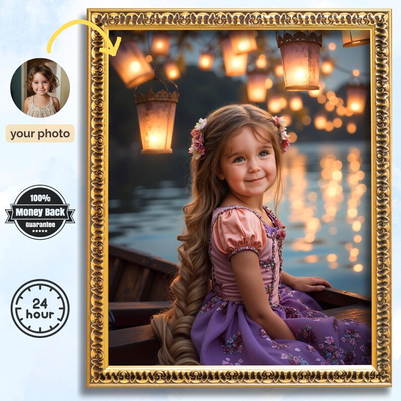 Personalized Rapunzel Princess Portrait: Custom Digital Art, Birthday ...
