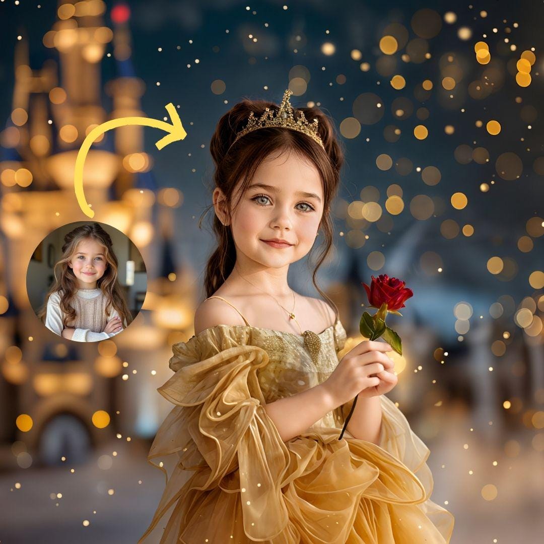 Personalized Belle Portrait , Princess Portrait , Custom Princess ...