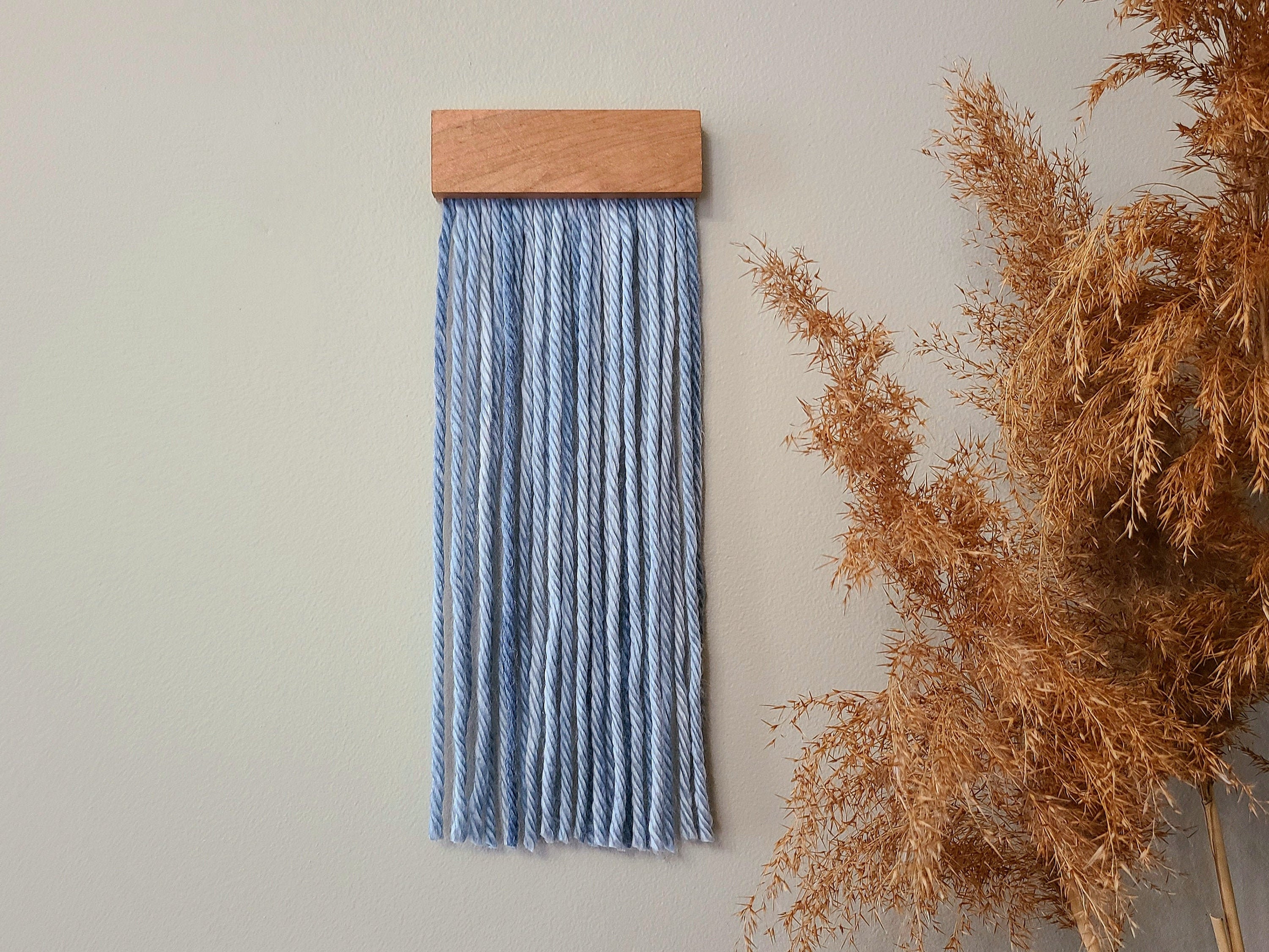 Deep Blue Mini Tapiz de arte de fibra textil teñido hecho a mano ...