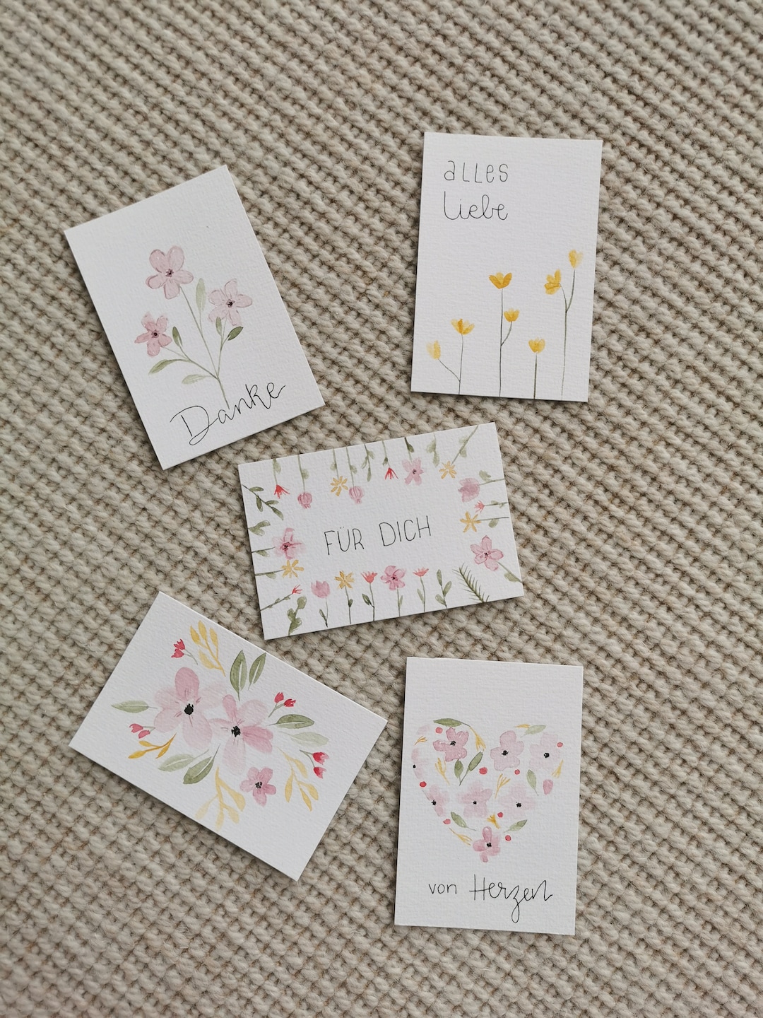Mini Cards “watercolor Flowers” – Cards, Gift, Various Occasions - Etsy