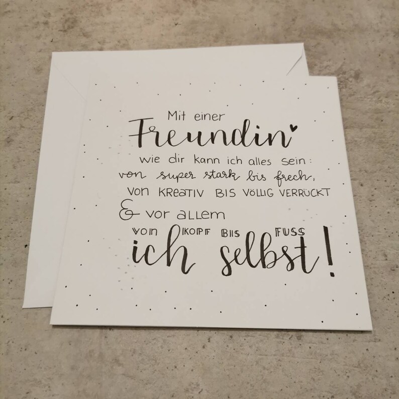 Karte mit Handlettering Spruch Freundin Geburtstag - Etsy.de
