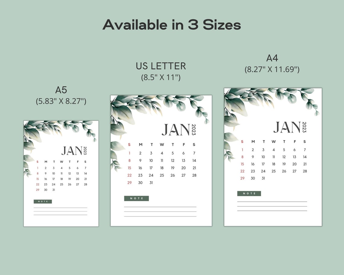 2023 2024 Printable Calendar Monthly Calendar Year Calendar - Etsy