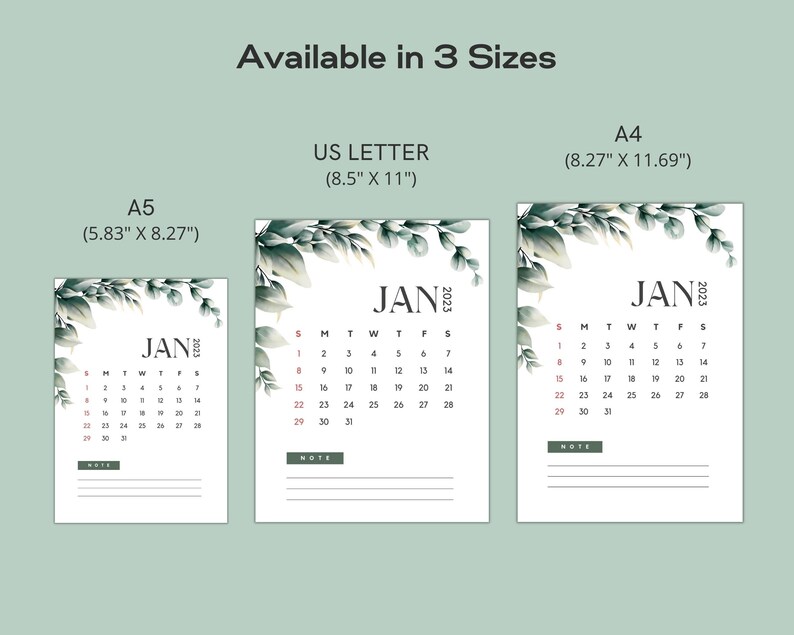 2023 2024 Printable Calendar Monthly Calendar Year Calendar - Etsy