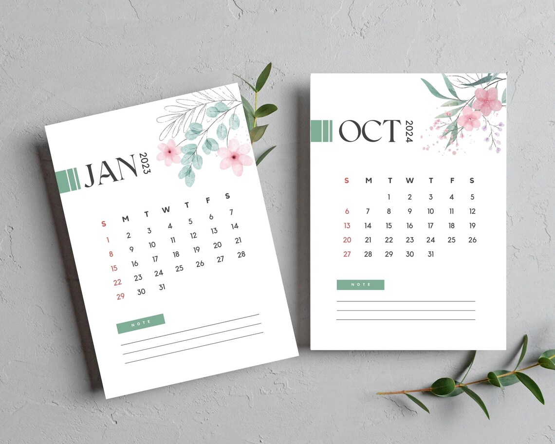 2023 2024 Printable Calendar, Monthly Calendar, Year Calendar 12 Months ...