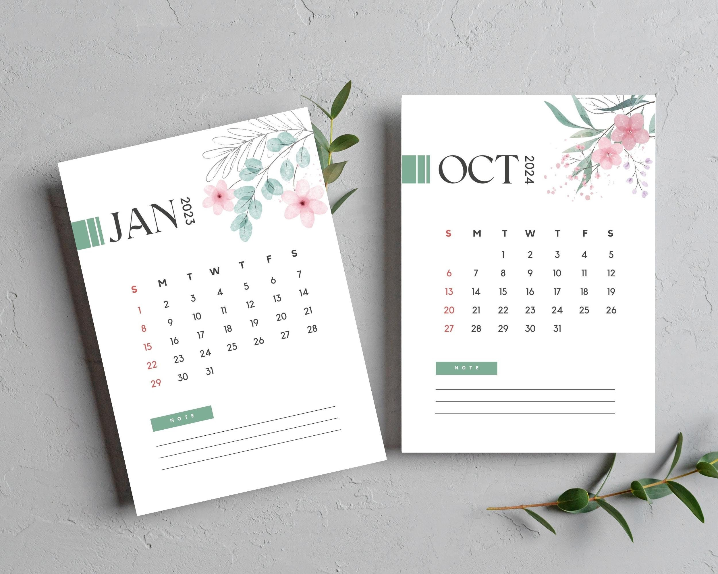 2023 2024 Printable Calendar, Monthly Calendar, Year Calendar 12 Months ...