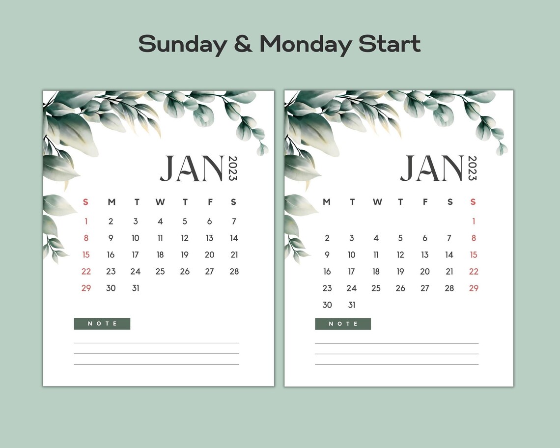 2023 2024 Printable Calendar Monthly Calendar Year Calendar - Etsy